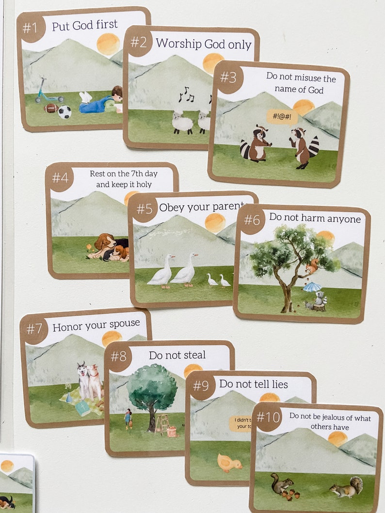 Ten Commandments Printable Memory Game Bible Memory Game - Etsy
