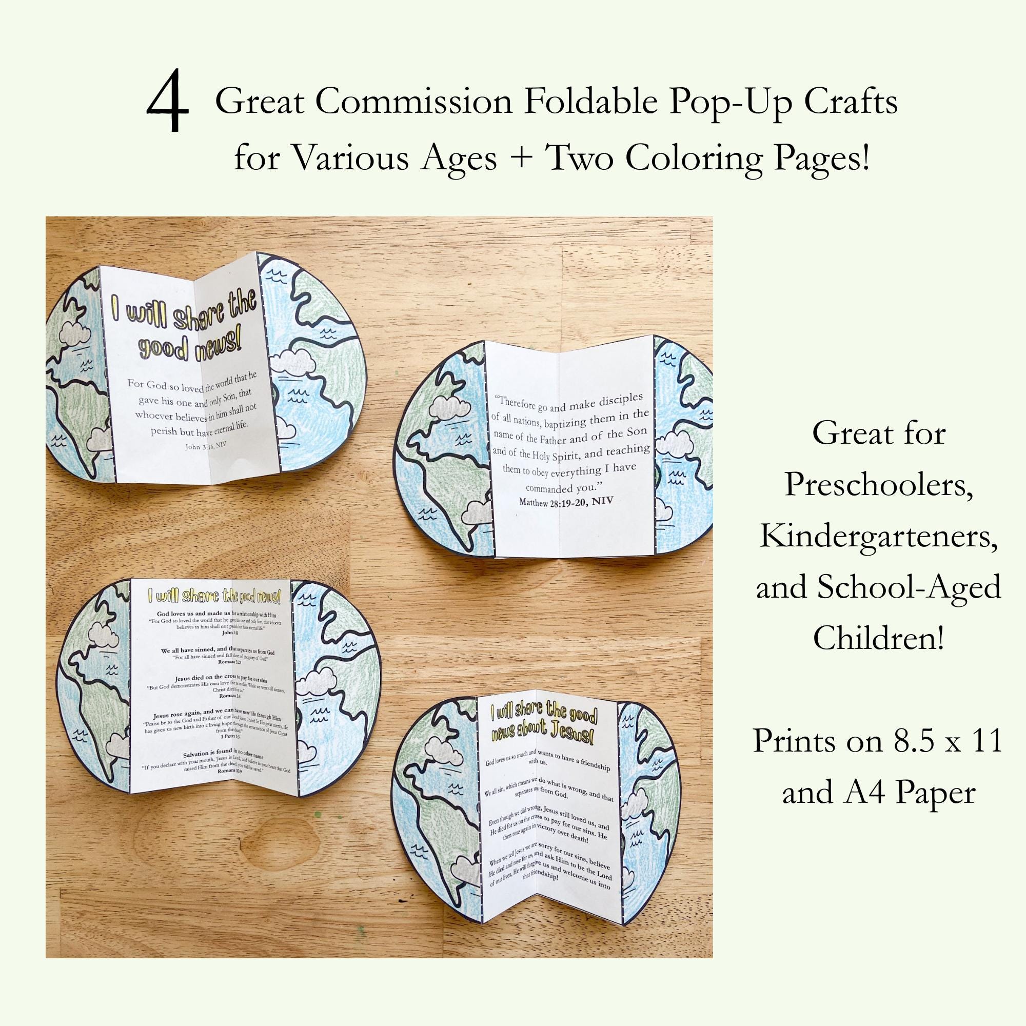 The Great Commission Craft, Sharing the Good News Craft, Gospel, John 3 ...