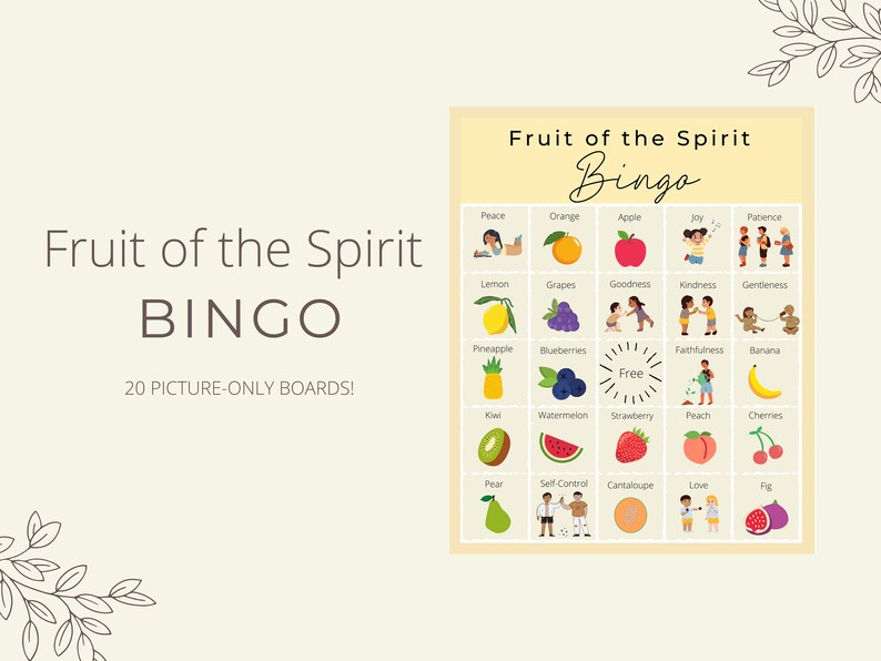 Fruit of the Spirit Bingo Game Digital Download Bible Games - Etsy