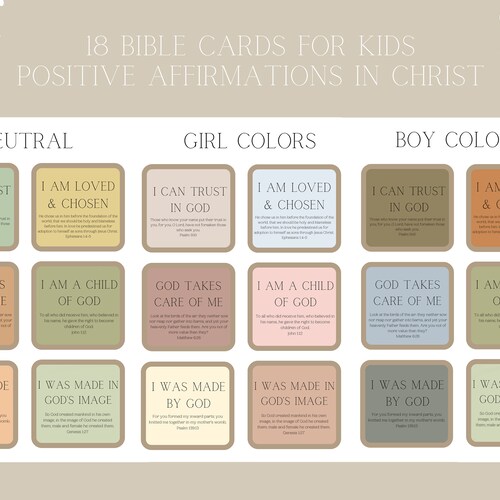 Bible Affirmation Cards for Kidsbiblical Truth Cards - Etsy