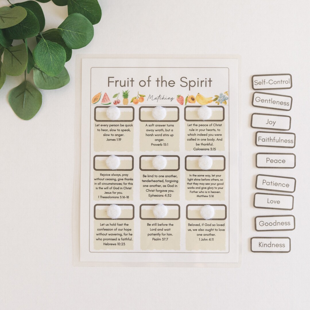 Fruit of the Spirit Matching Printable, Galatians 5 Activity, Bible ...
