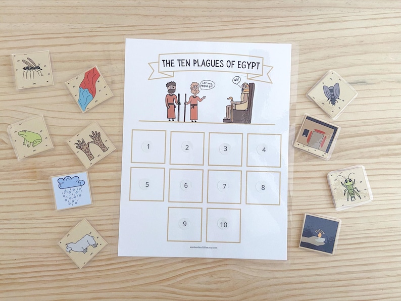 Ten Plagues Egypt Bible Memory Game Printable Activity Kids Passover ...