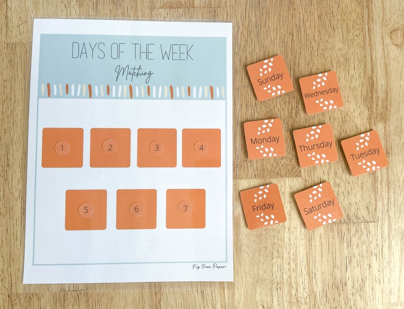 Days of the Week Printable, Days of the Week Matching, Tracing & Wheel ...