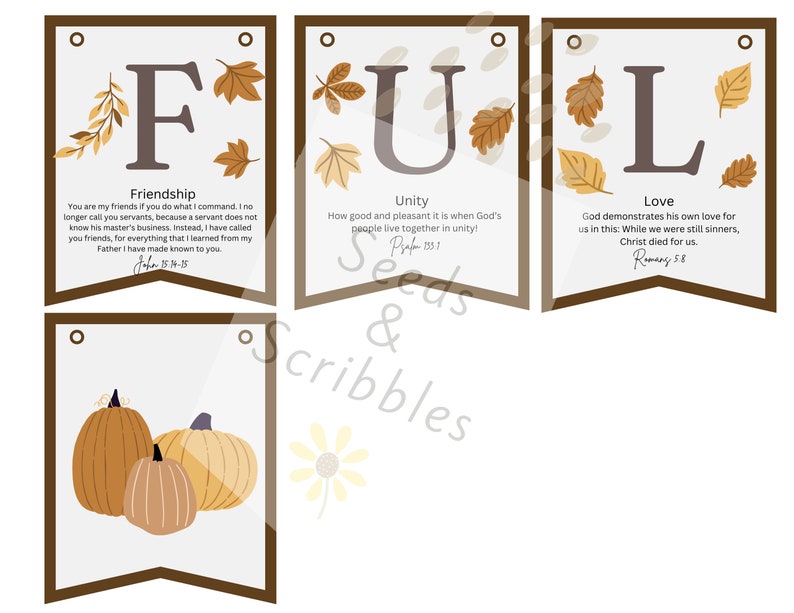 Thankful Banner, Printable Fall Banner, Fall Banner for Mantle, Bible ...