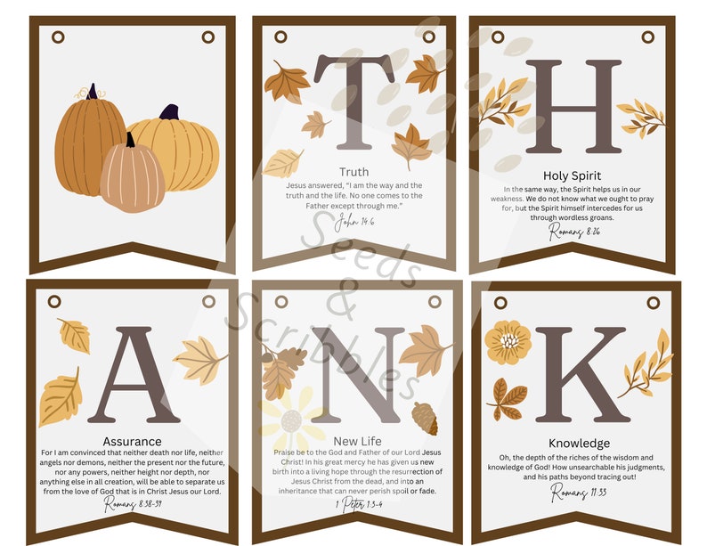 Thankful Banner, Printable Fall Banner, Fall Banner for Mantle, Bible ...