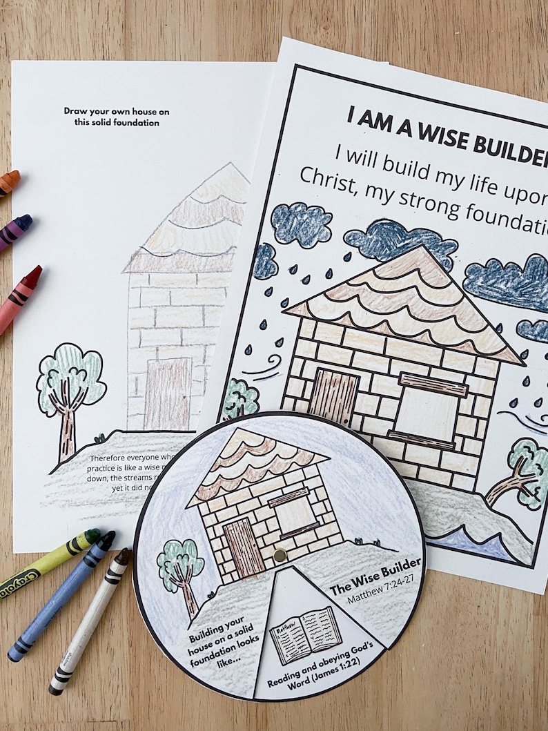 Wise and Foolish Builder Craft, Build Your House on the Rock Craft ...