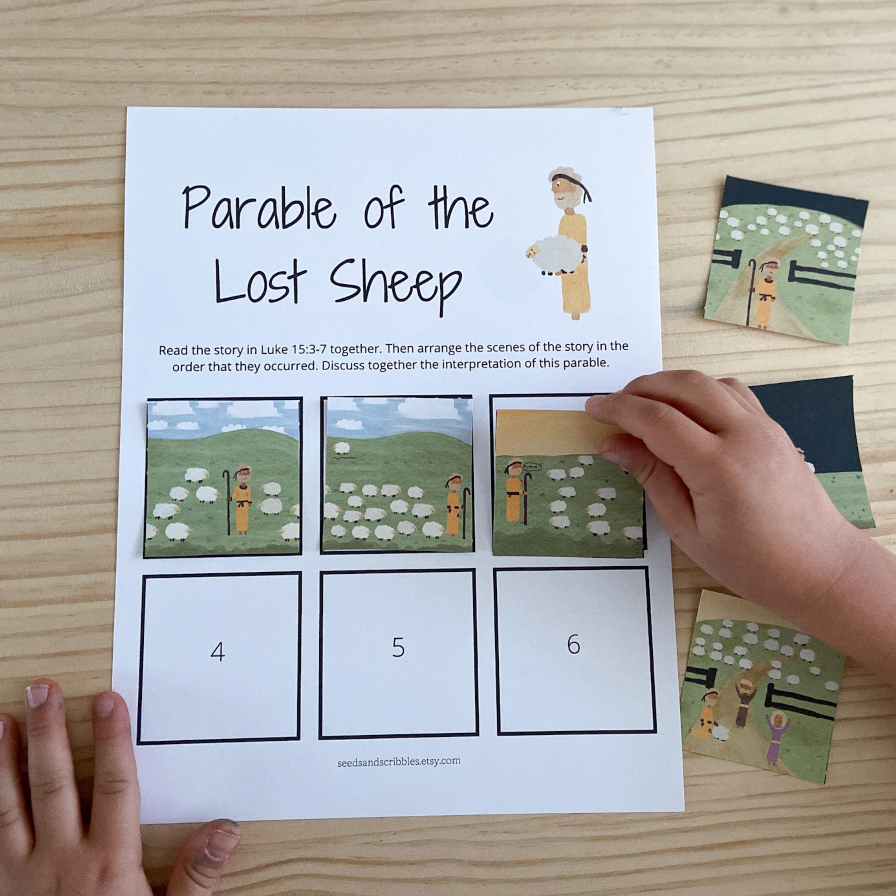 Lost Sheep Parable Craft - Jesus Bible Worksheets Kids Sunday School ...