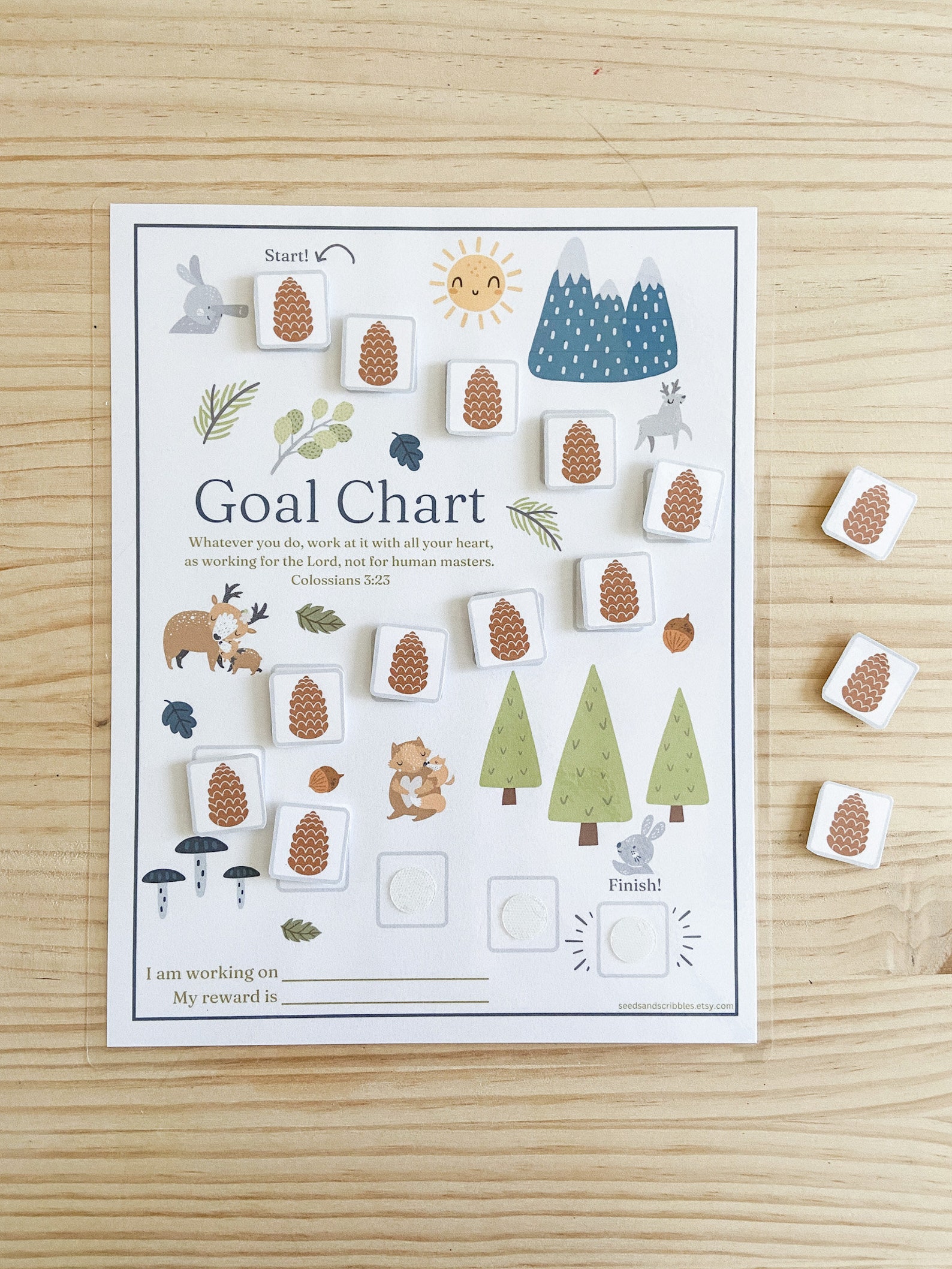 Woodland Goal Chart Kids, Reward Chart for Kids, Potty Chart, Good ...