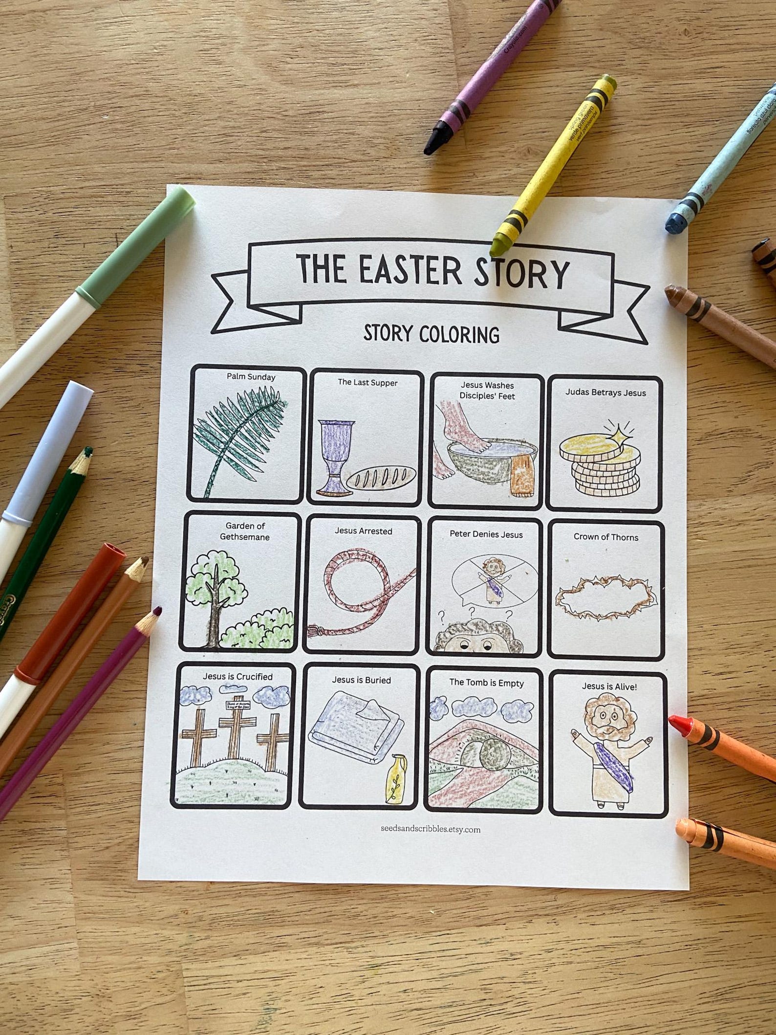Easter Story Jesus Coloring Page - Christian Bible Printable Activity ...