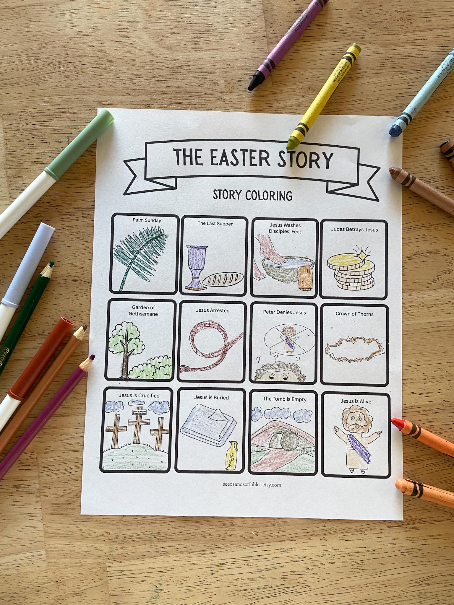 Easter Story Jesus Coloring Page - Christian Bible Printable Activity ...