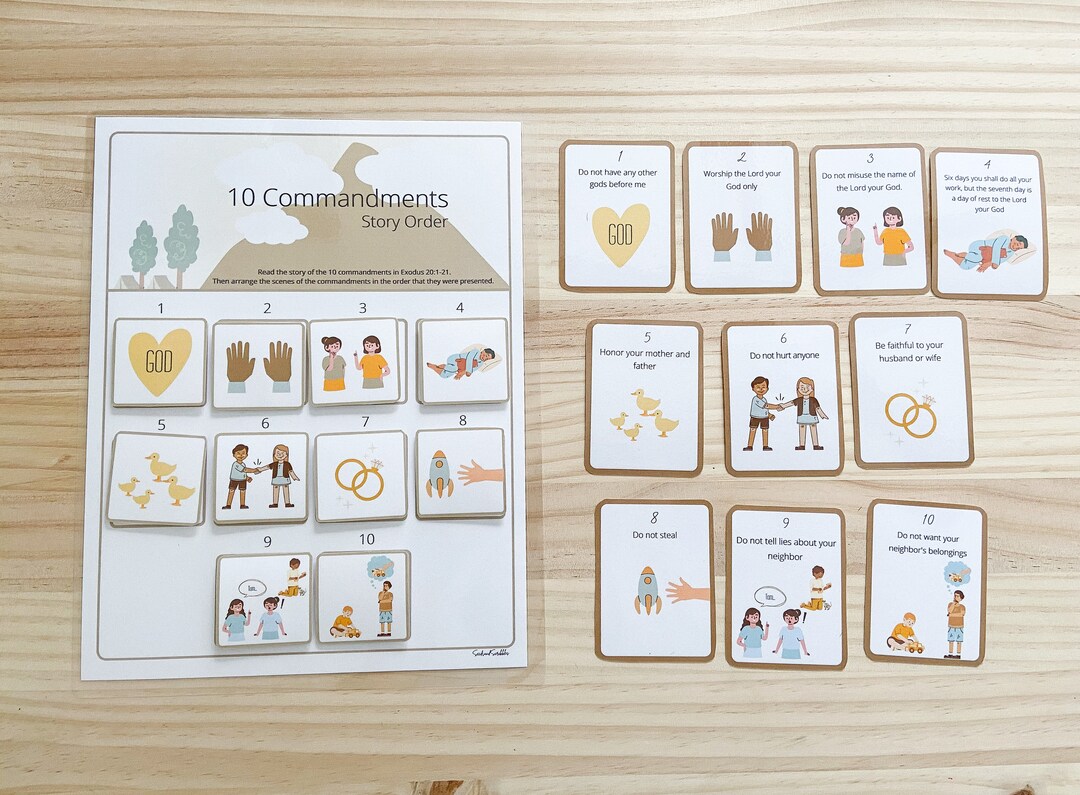 Ten Commandments Printable Memory Game, Bible Memory Game, Bible ...