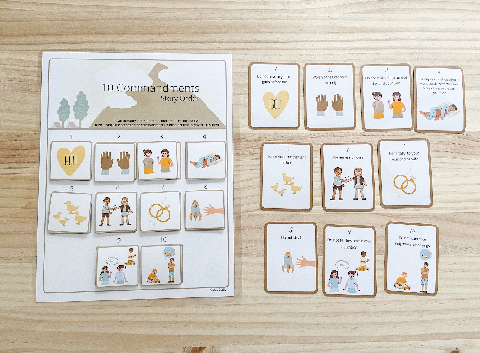 Ten Commandments Printable Memory Game - Bible Activity Kids Old ...