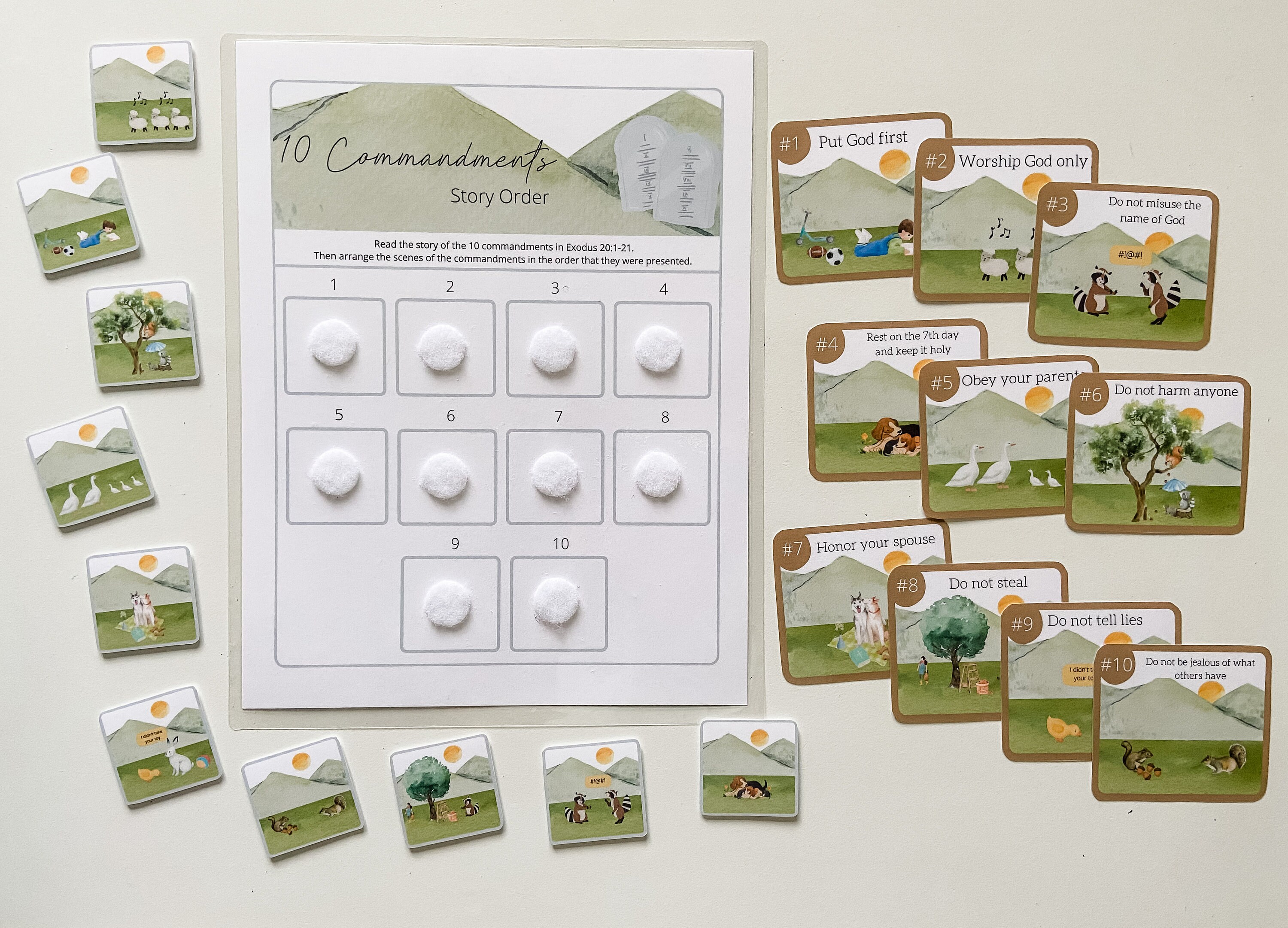 Ten Commandments Printable Memory Game Bible Memory Game - Etsy Canada