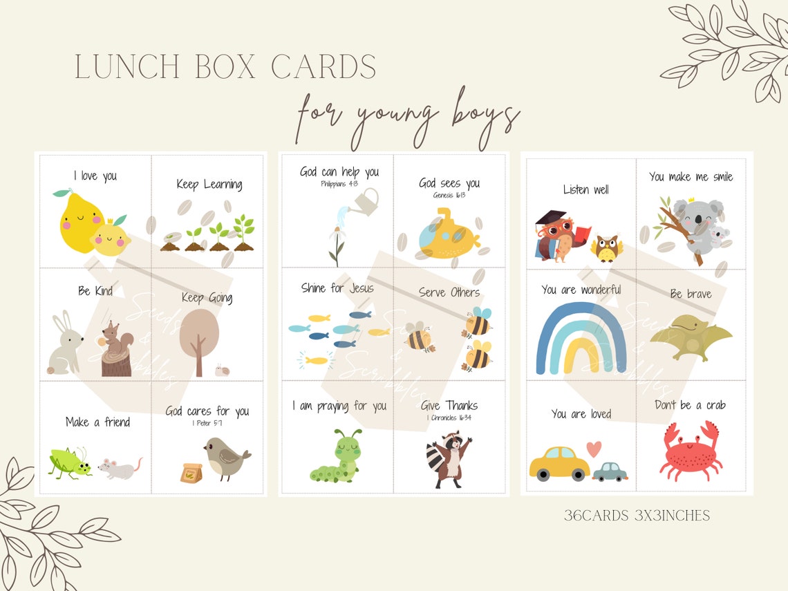 Lunch Box Encouragement Cards for Kids - Bible Scripture Notes Back to ...