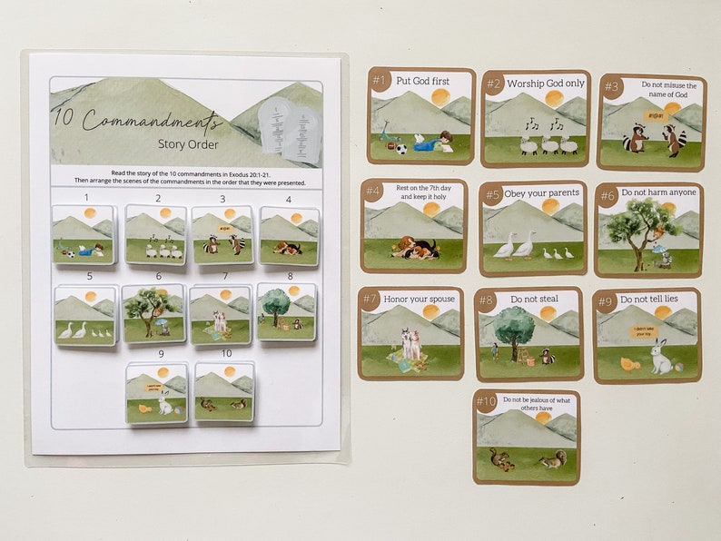 Ten Commandments Printable Memory Game Bible Memory Game - Etsy