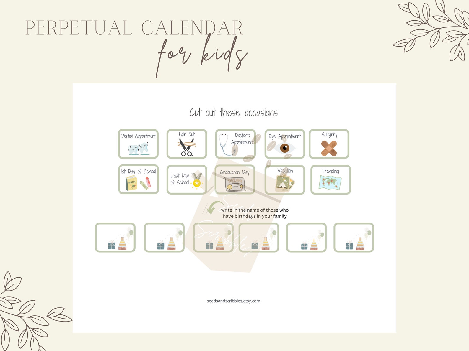 Perpetual Calendar, Printable Calendar for Kids, Homeschool Printable ...