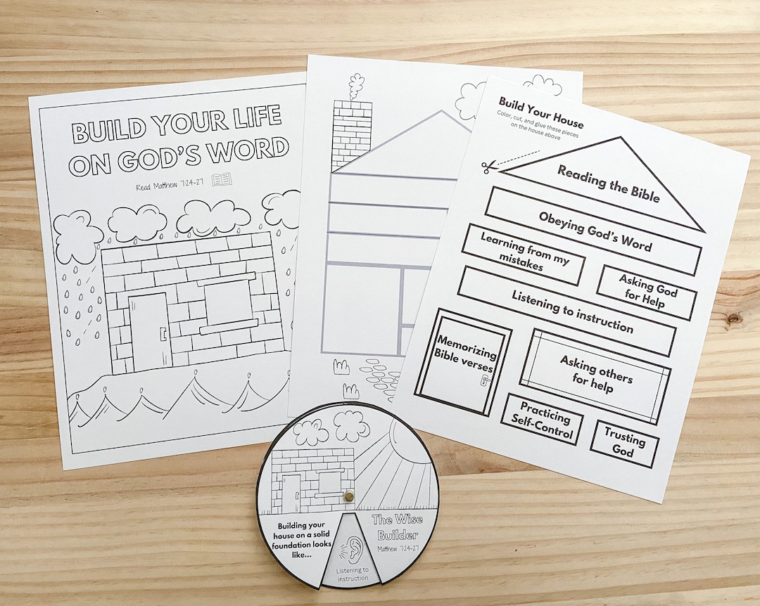 Wise Builder Craft, Bible Coloring Activity Printable, Sunday School ...