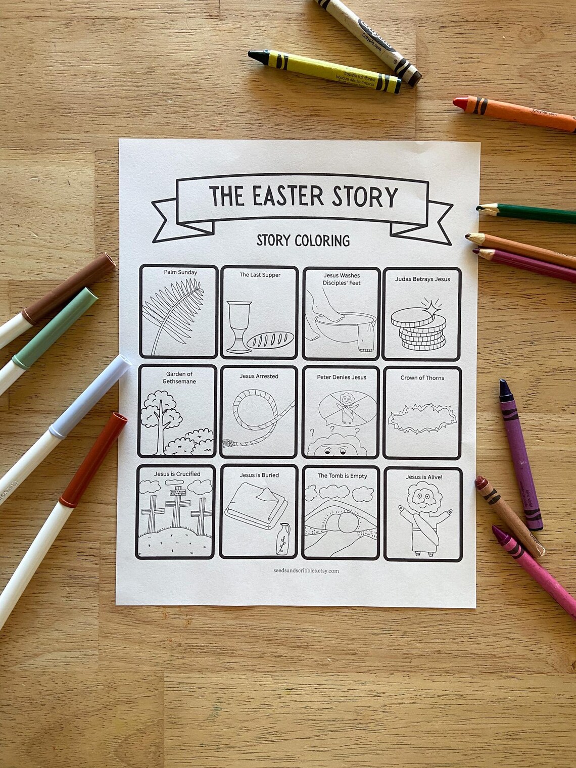 Easter Story Jesus Coloring Page - Christian Bible Printable Activity ...