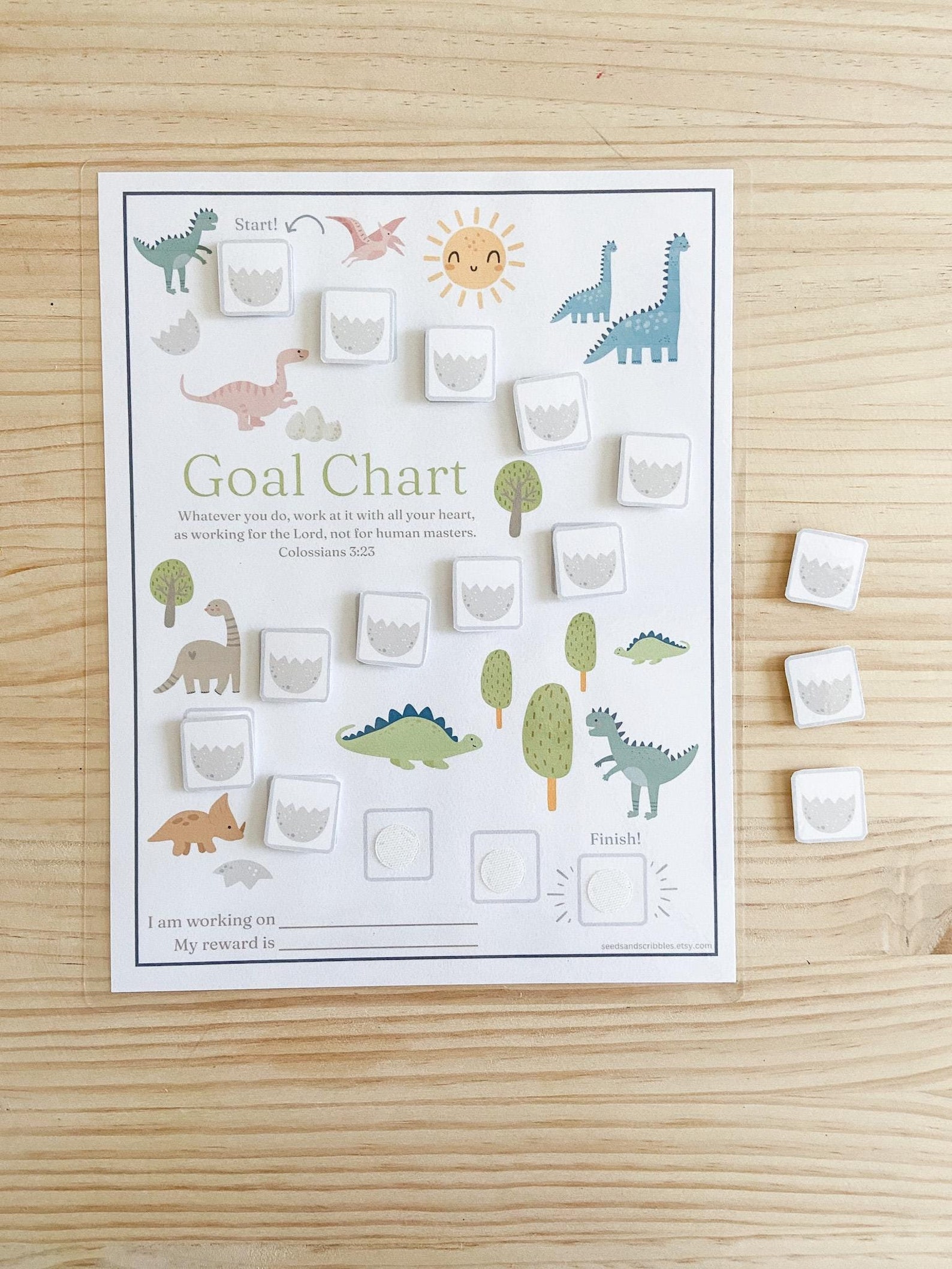 Dinosaur Goal Chart for Kids - Printable Reward Behavior Potty Training ...