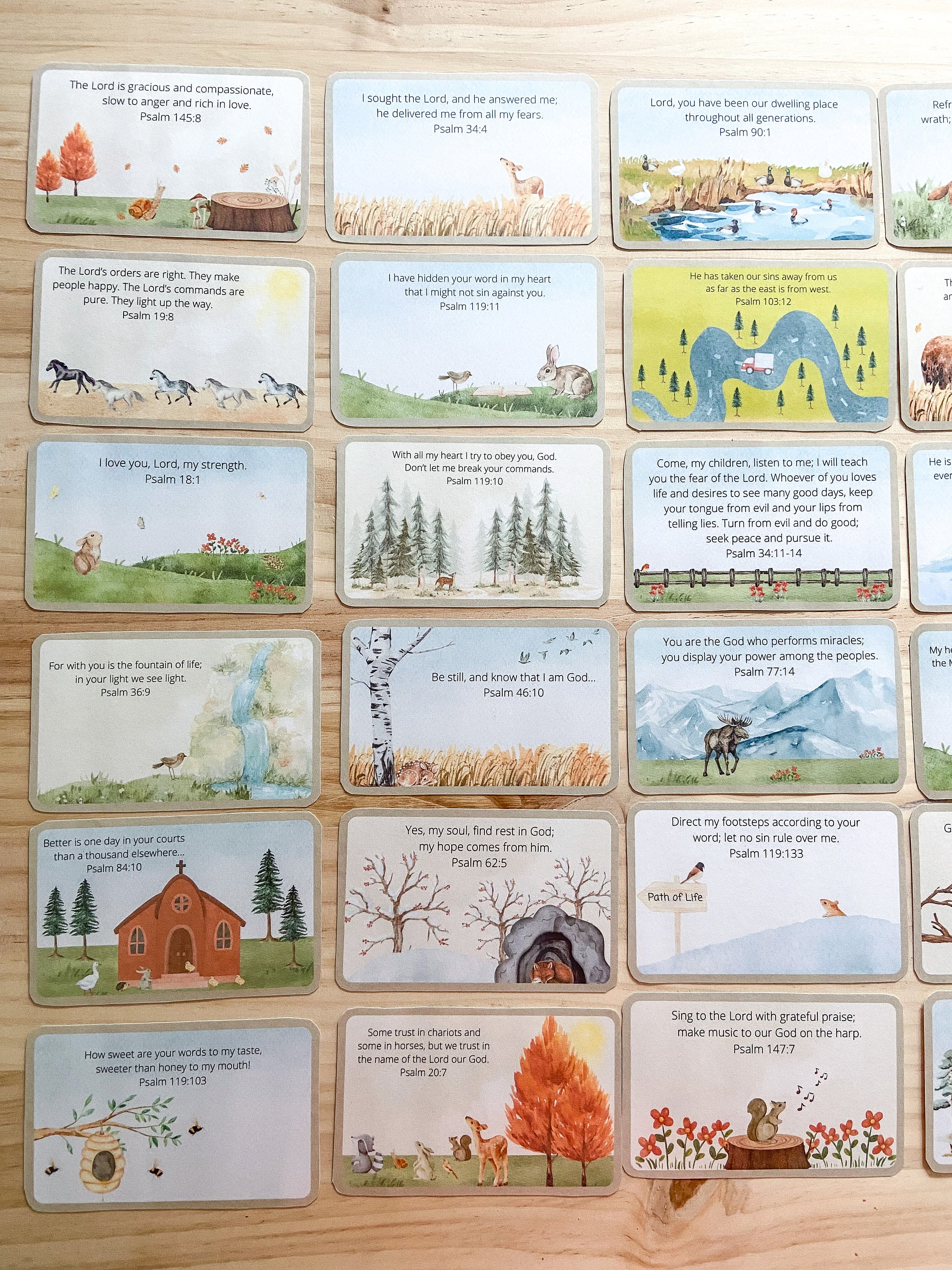 Psalms Bible Verse Cards for Kids - Christian Scripture Memory Learning ...