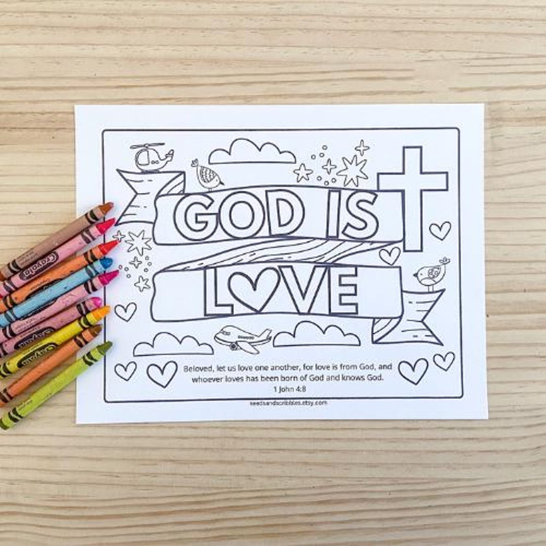 God is Love Bible Coloring Pages - Christian Sunday School Activity ...