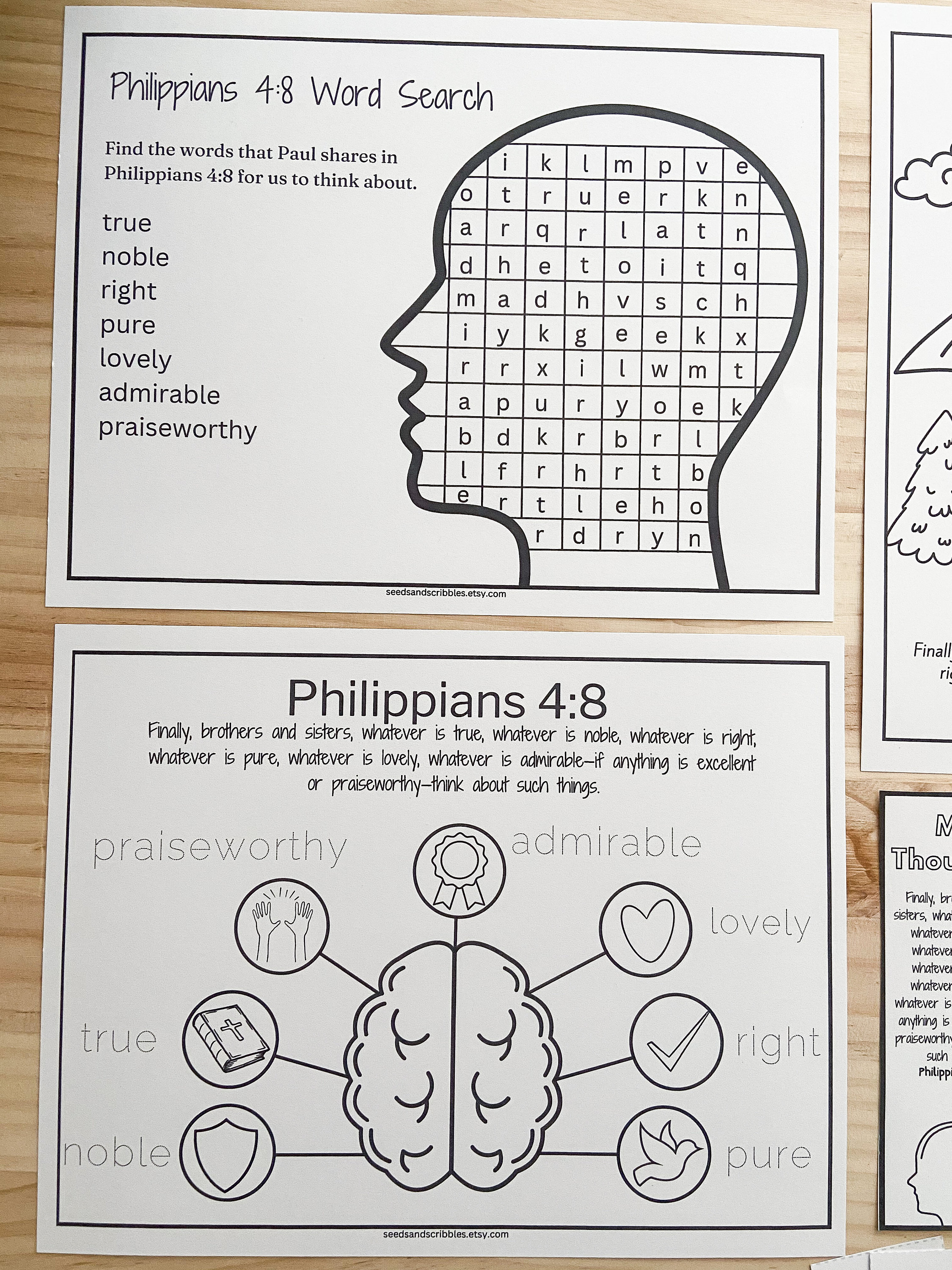 Philippians 4:8 Activity Pack for Kids, Think About Such Things, Bible ...