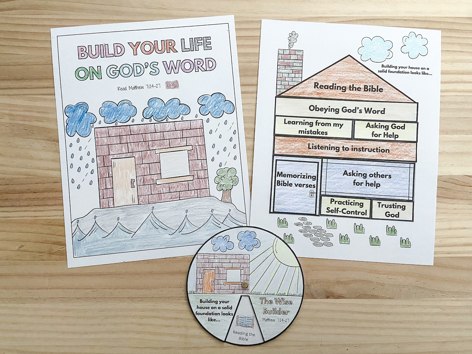 Wise Builder Craft, Bible Coloring Activity Printable, Sunday School ...