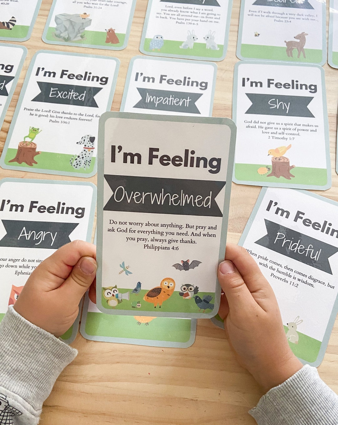 Christian Feelings Cards for Kids With Bible Scripture References ...