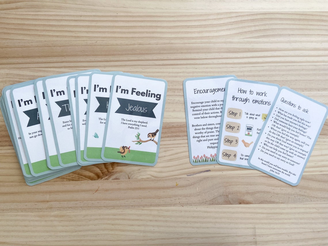 Christian Feelings Cards for Kids With Bible Scripture References ...