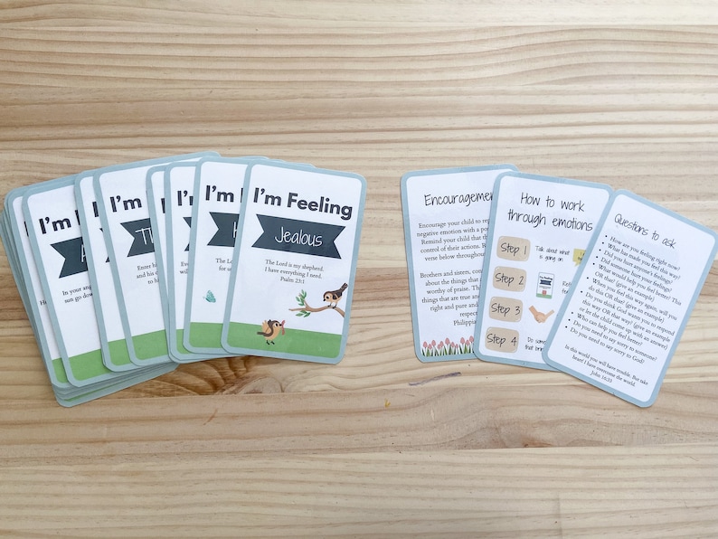 Christian Feelings Cards for Kids With Bible Scripture References ...