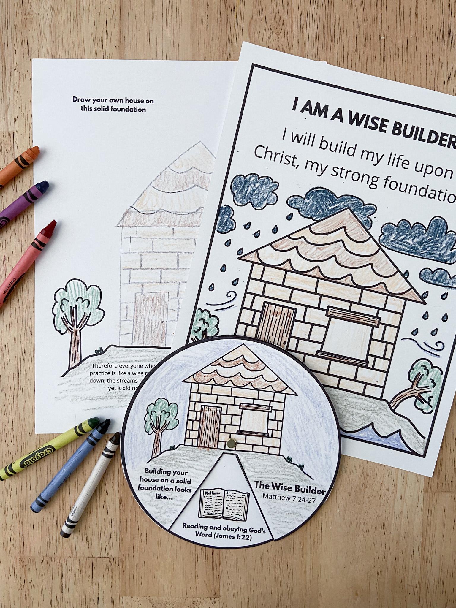 Wise and Foolish Builder Craft, Build Your House on the Rock Craft ...