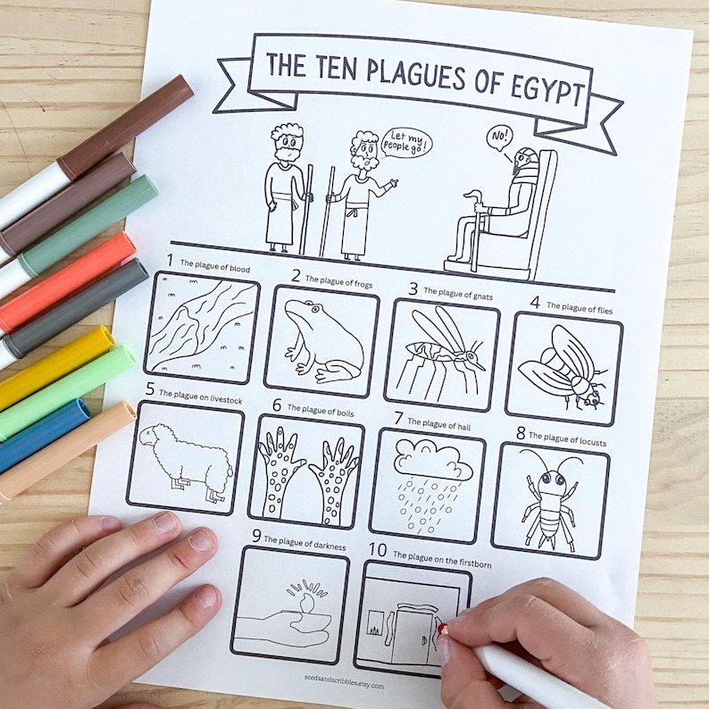 Plagues of Egypt Bible Coloring Page, Ten Plagues of Egypt Activity ...