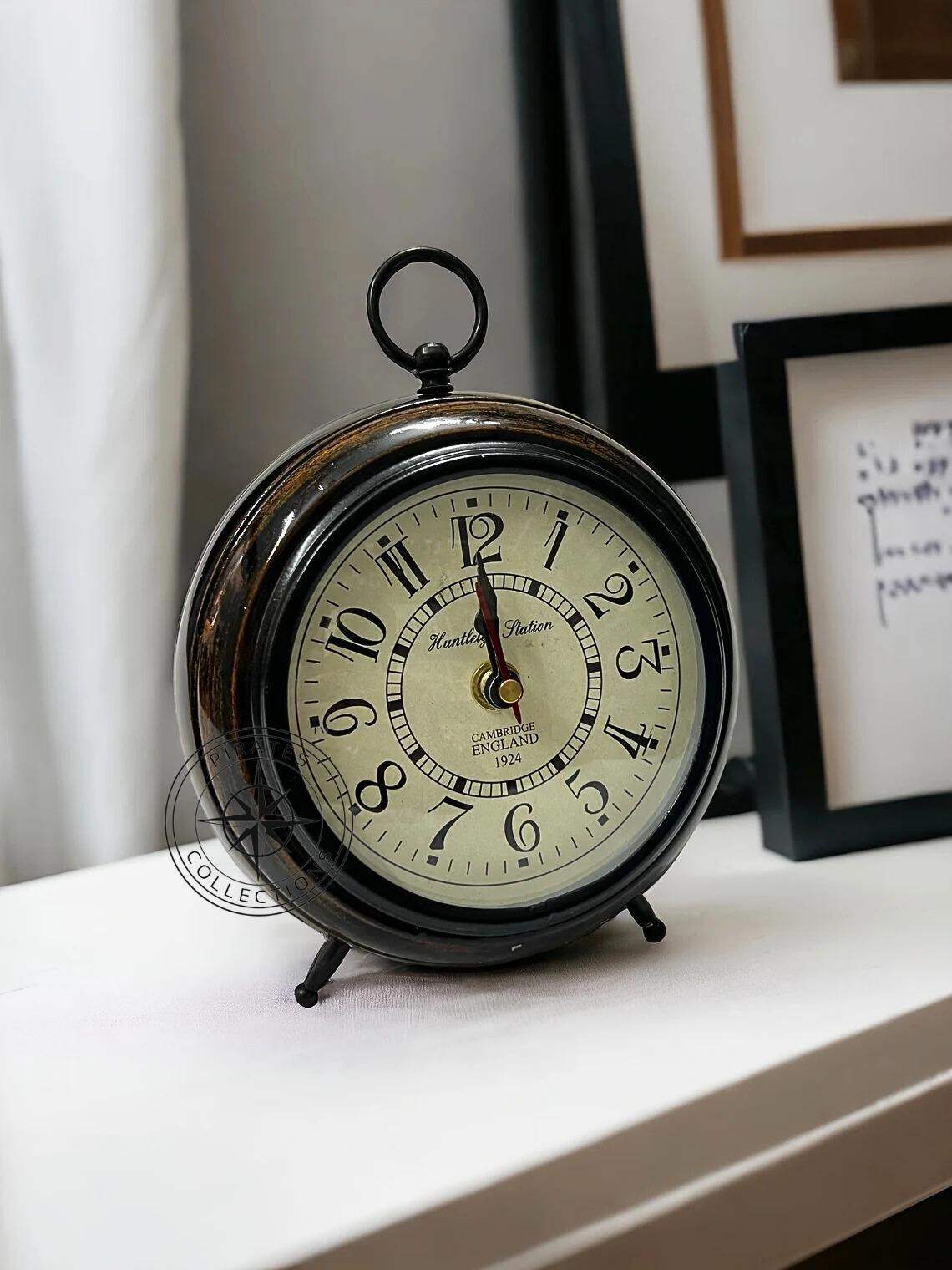 Wooden Tabletop Desk Clock, Round Office Clock - Etsy