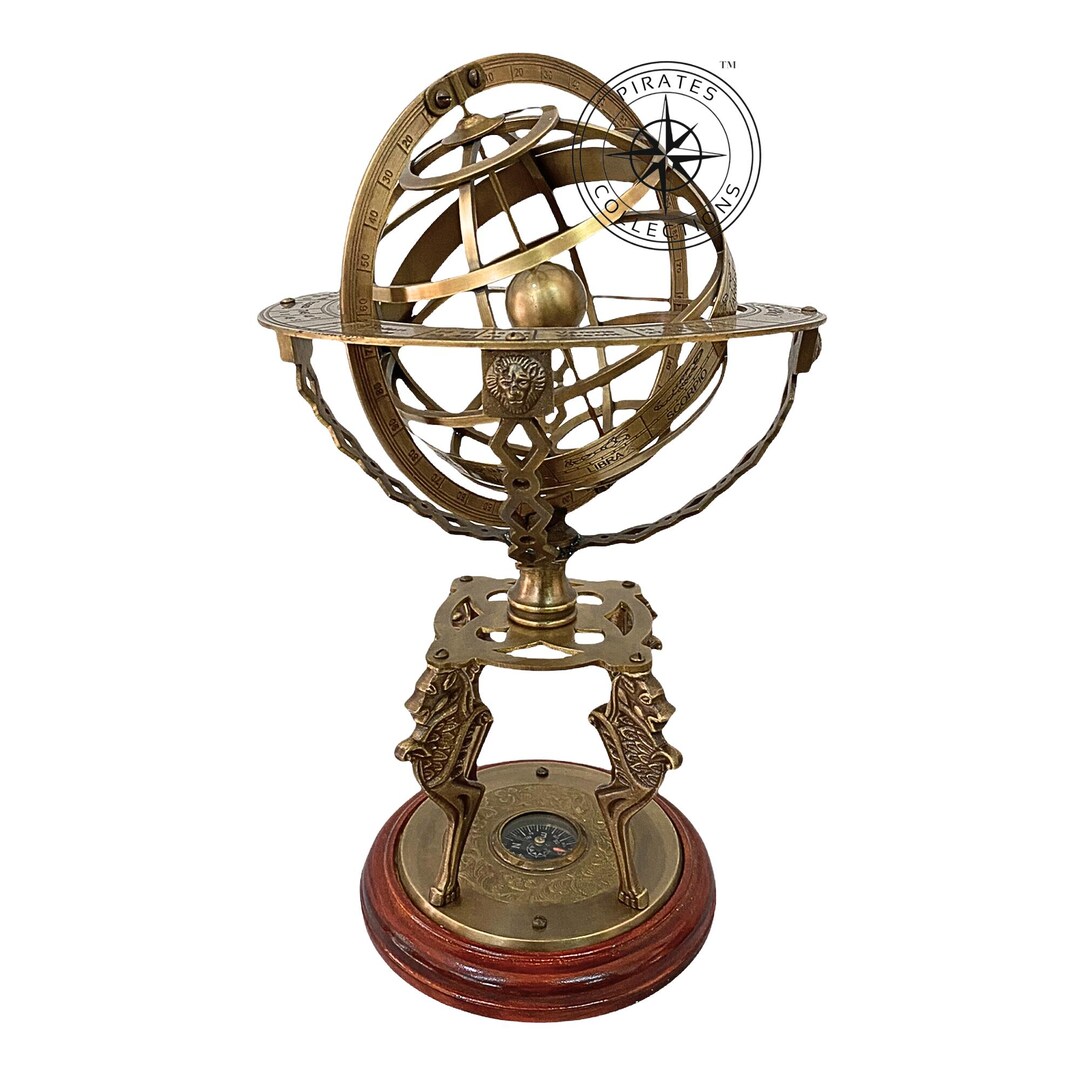 Solid Brass Armillary Globe With Compass: Antique Astrolabe Sphere on ...