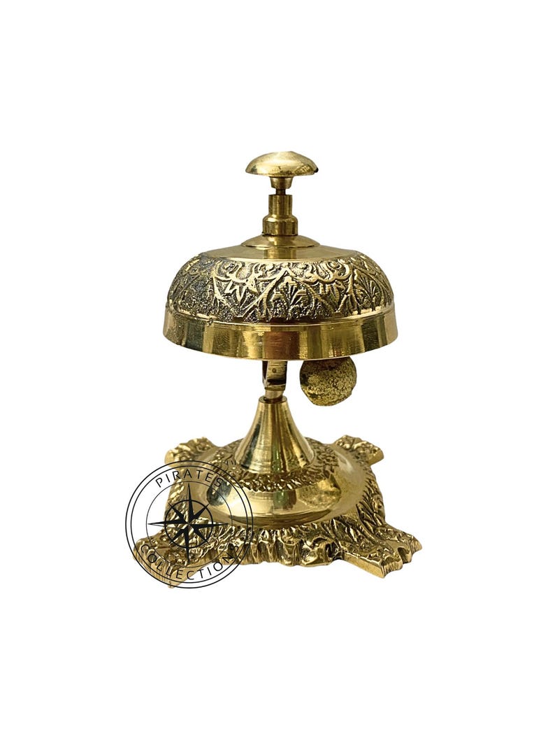Vintage Bell Service Hotel Desk Counter Brass Reception Top Table ...