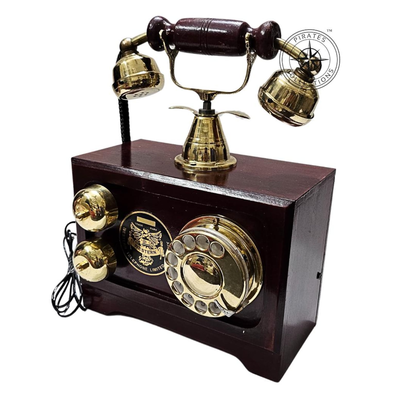 Royal Retro Dial Wooden Brown Telephone, Authentic Wooden Telephone ...