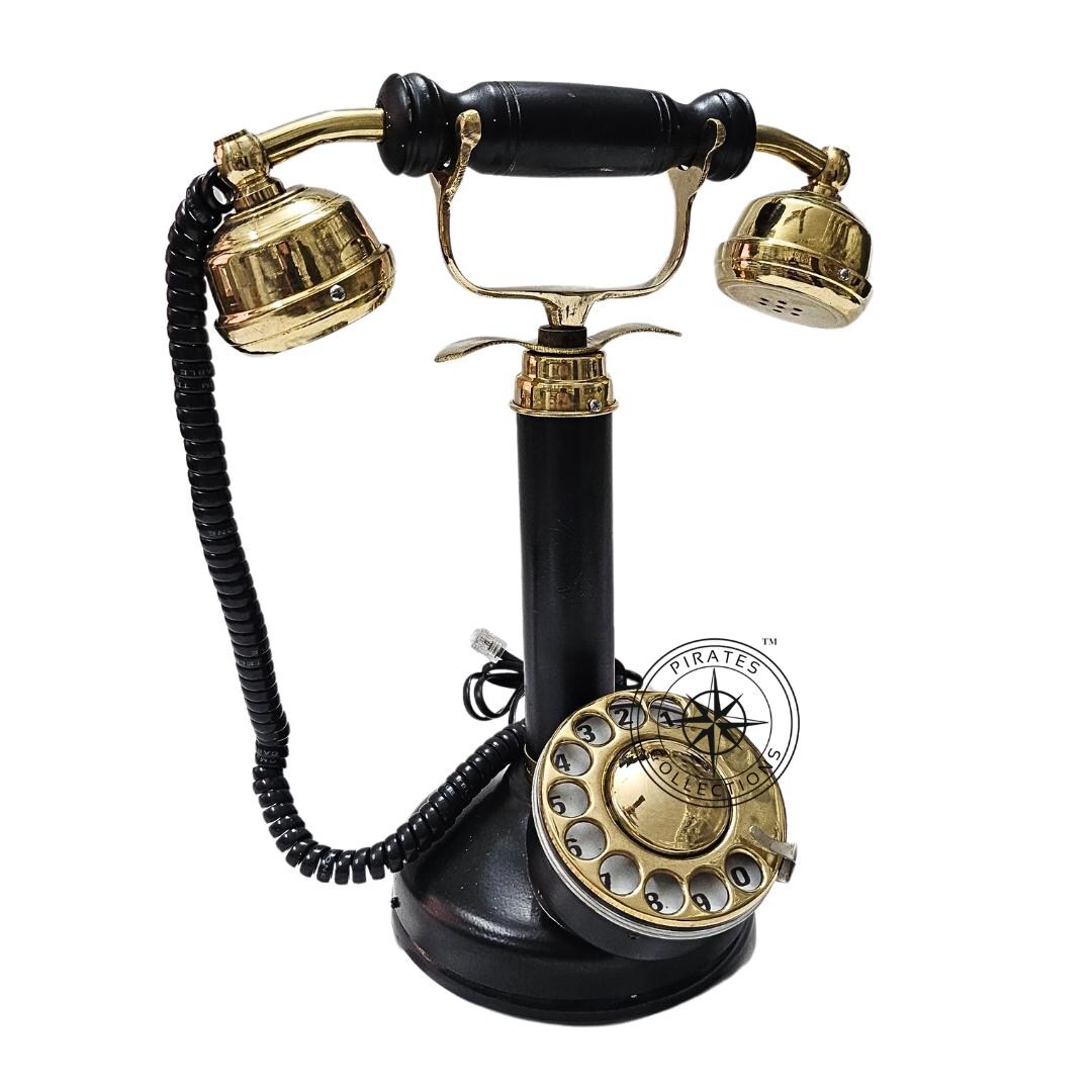 Retro Brass Candlestick Rotary Dial Telephone: Home Office Decor - Etsy
