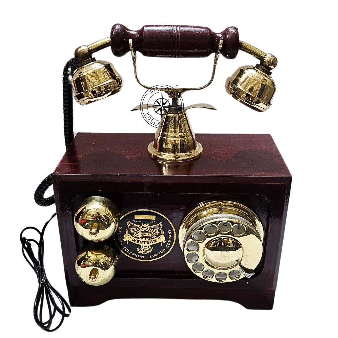 Royal Retro Dial Wooden Brown Telephone, Authentic Wooden Telephone ...