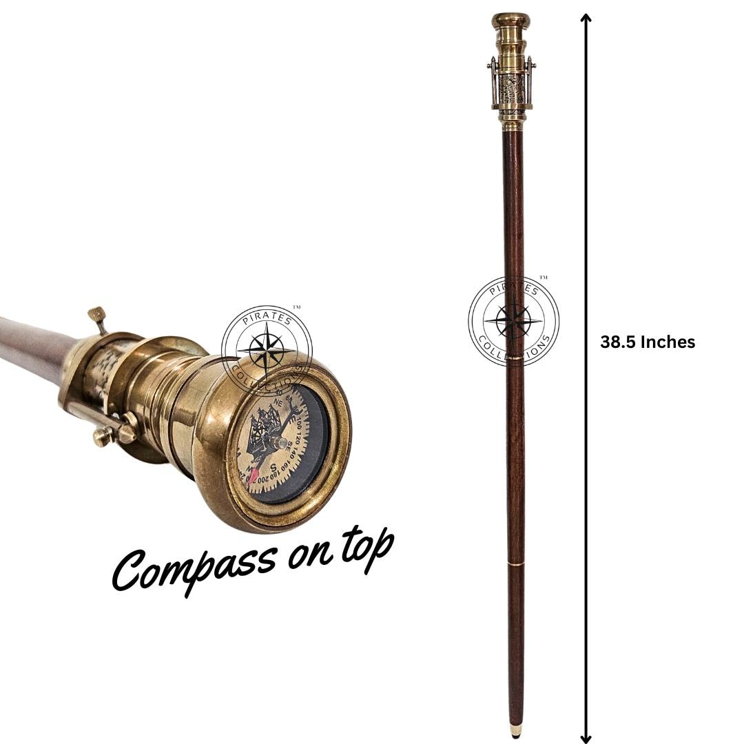 Personalized Brass Telescope Walking Stick Wooden Cane Handle With ...