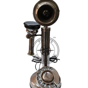 Old Retro Candlestick Phone Rotary Dial Home Office Decor Functional ...