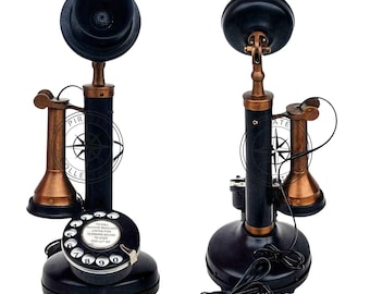 Old Retro Candlestick Phone Rotary Dial Home Office Decor Functional ...