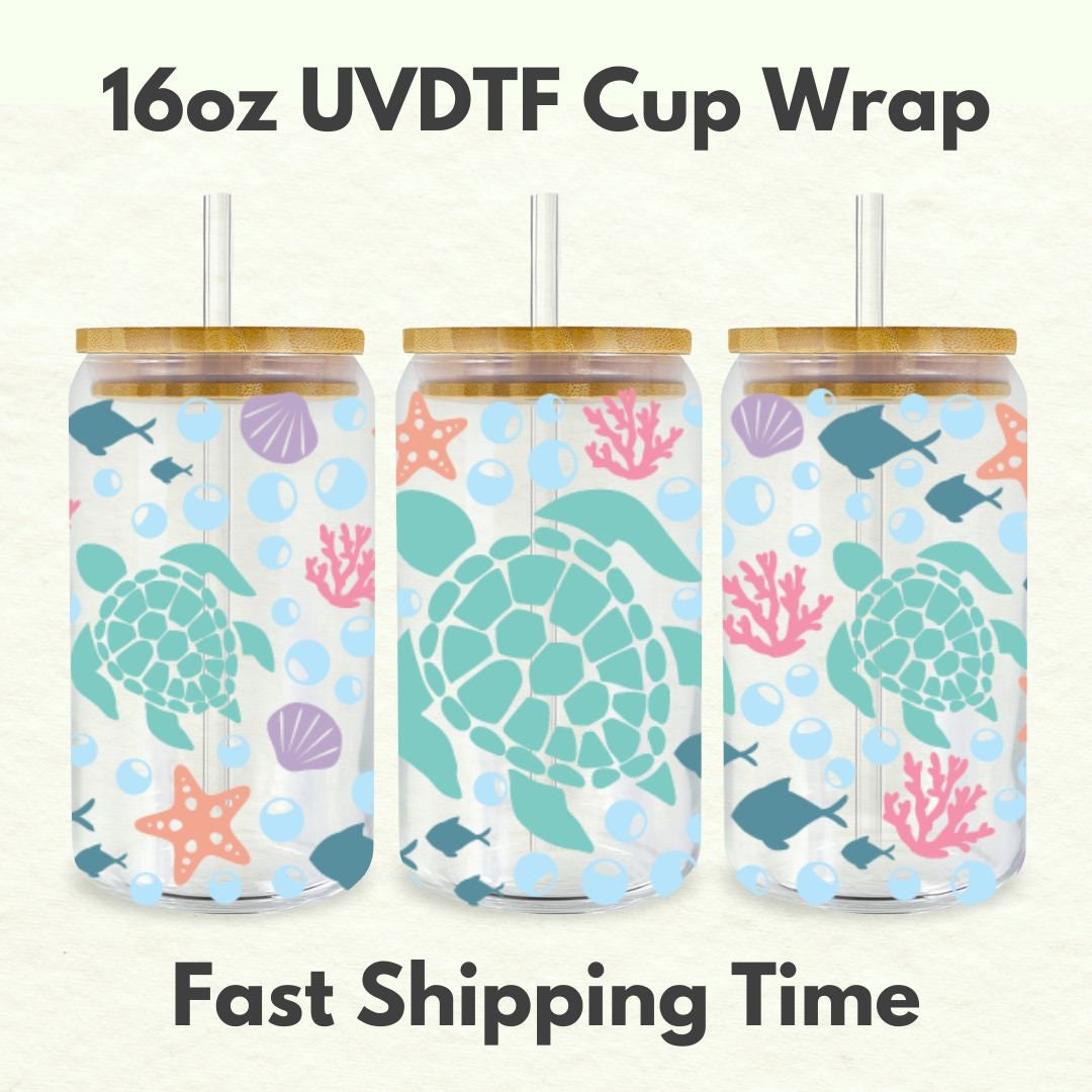 Turtle Summer 16oz UVDTF Cup Wrap *physical Transfer* UV DTF Transfers ...