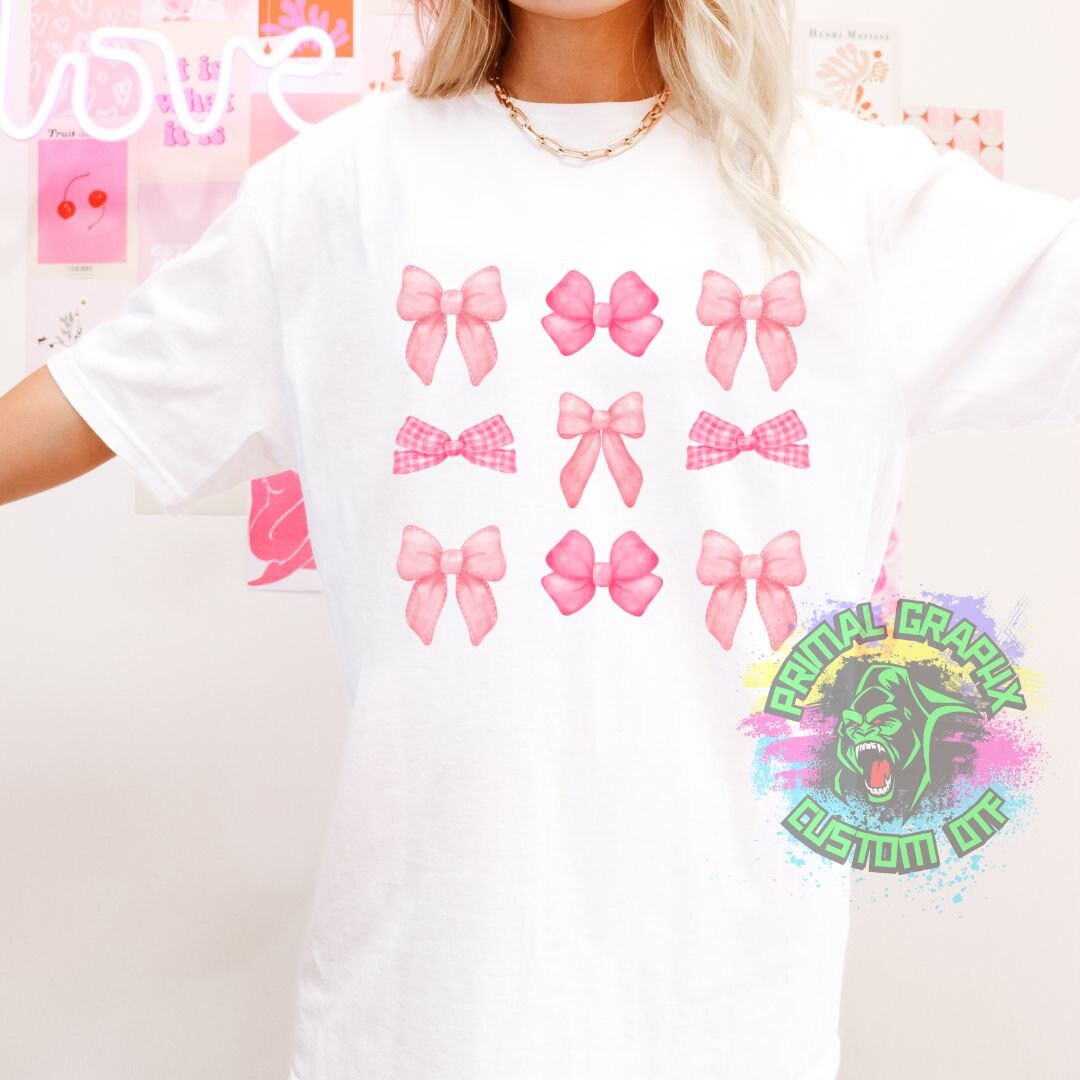 Pink Bows Coquette Trend Ready to Press DTF Transfer, Bows DTF ...