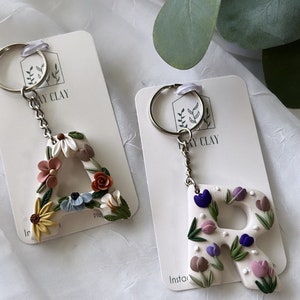 Polymer Clay Letter Keychain | Initial Keychain - Etsy