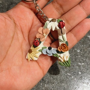 Polymer Clay Letter Keychain Initial Keychain - Etsy