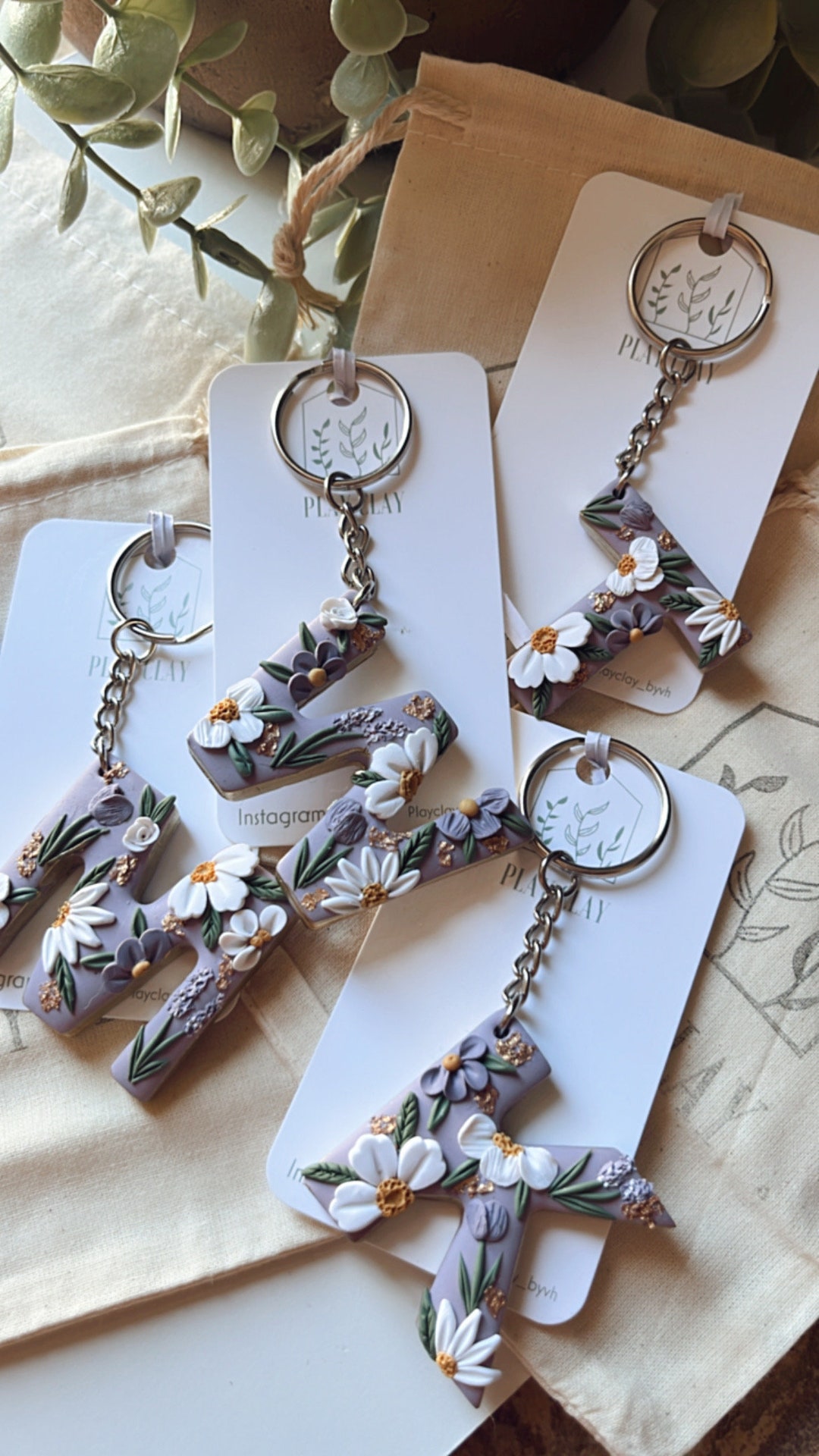 Polymer Clay Letter Keychain Initial Keychain - Etsy