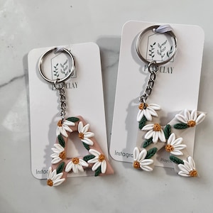 Polymer Clay Letter Keychain Initial Keychain - Etsy