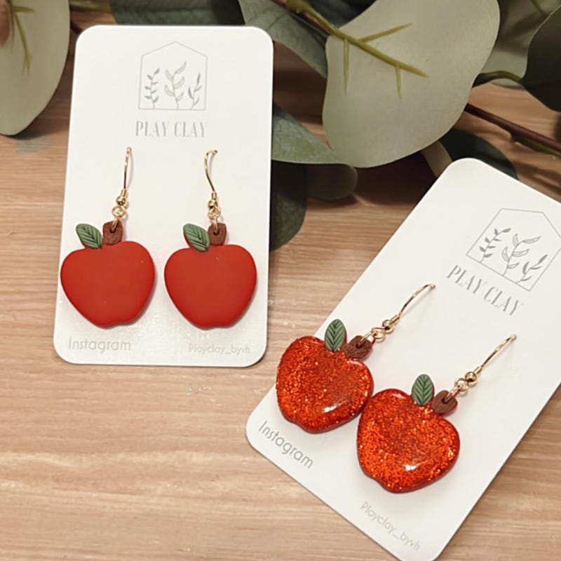 Gold Apple Earrings - Etsy
