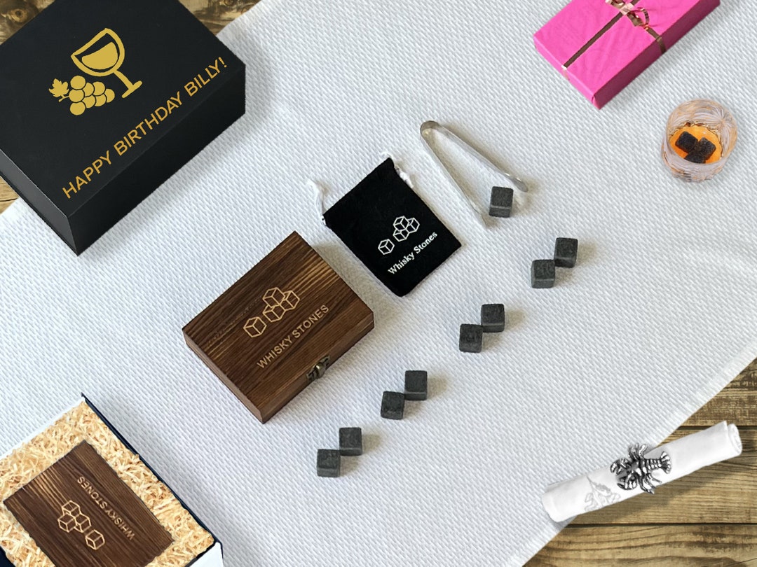 Deluxe Whiskey Stones - Set 9 Pcs, Whiskey Rocks, Granite Ice Cubes ...