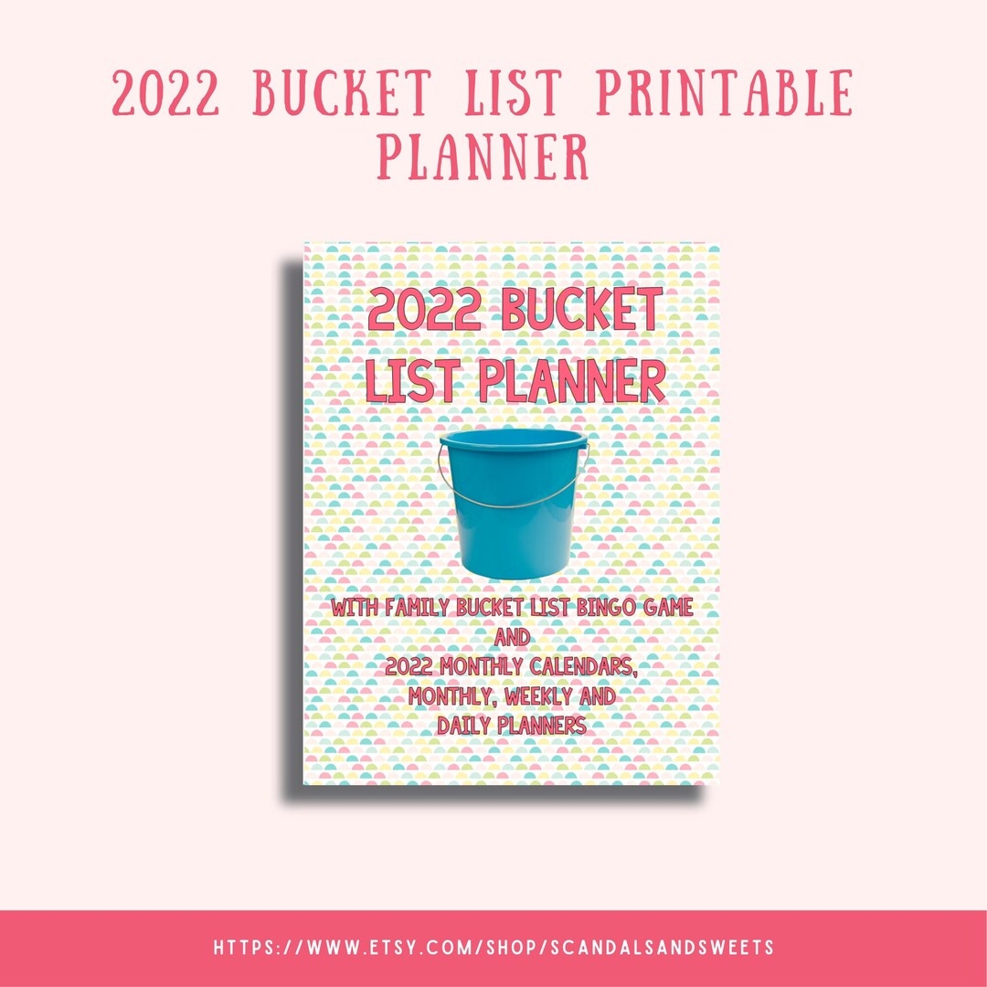 2022 Bucket List Printable Planner, Planner Inserts, Monthly Calendars ...